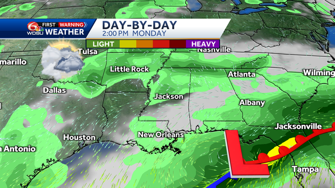 New Orleans Louisiana weather forecast record highs severe storms