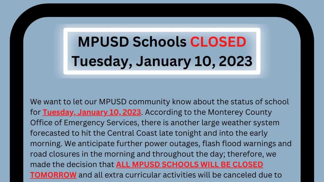 School closures continue Tuesday on the Central Coast due to severe weather