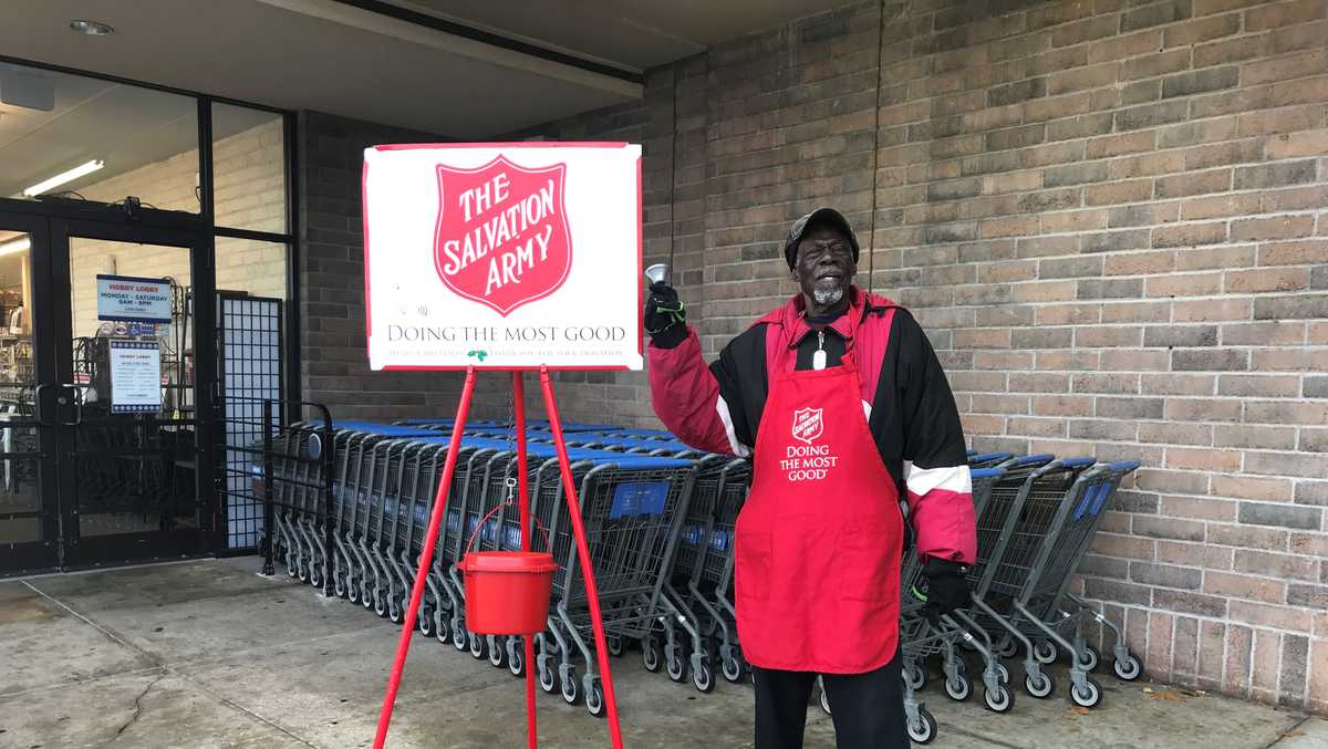 80-year-old red kettle bell ringer warming hearts in Fort Smith