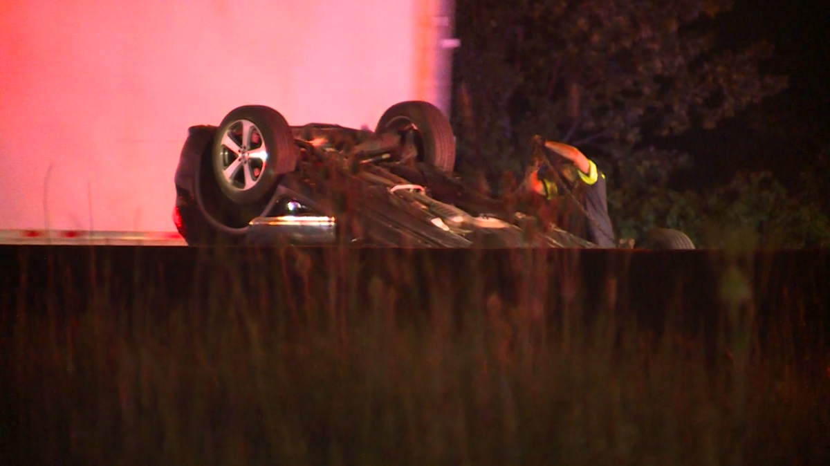 Crews respond overnight to flipped SUV on I-75 in northern Kentucky