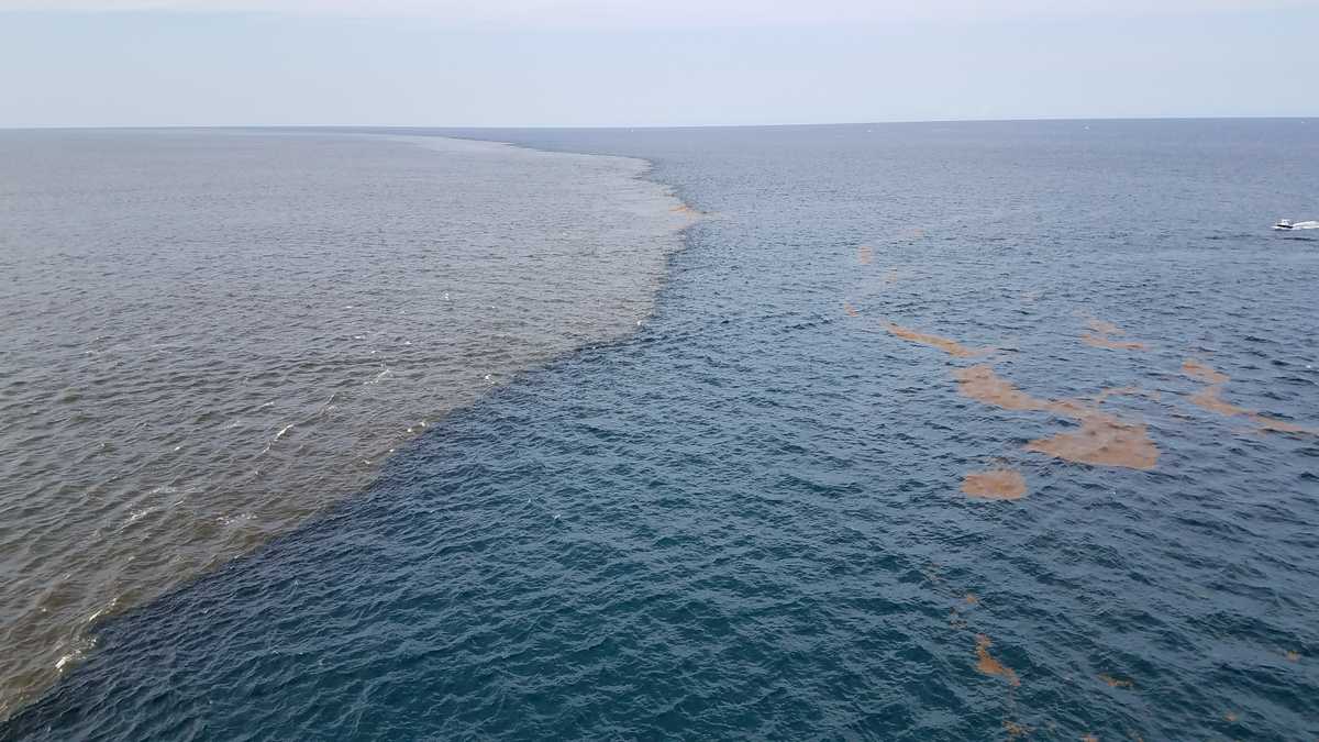 Brown murky water near the Lake Worth Inlet