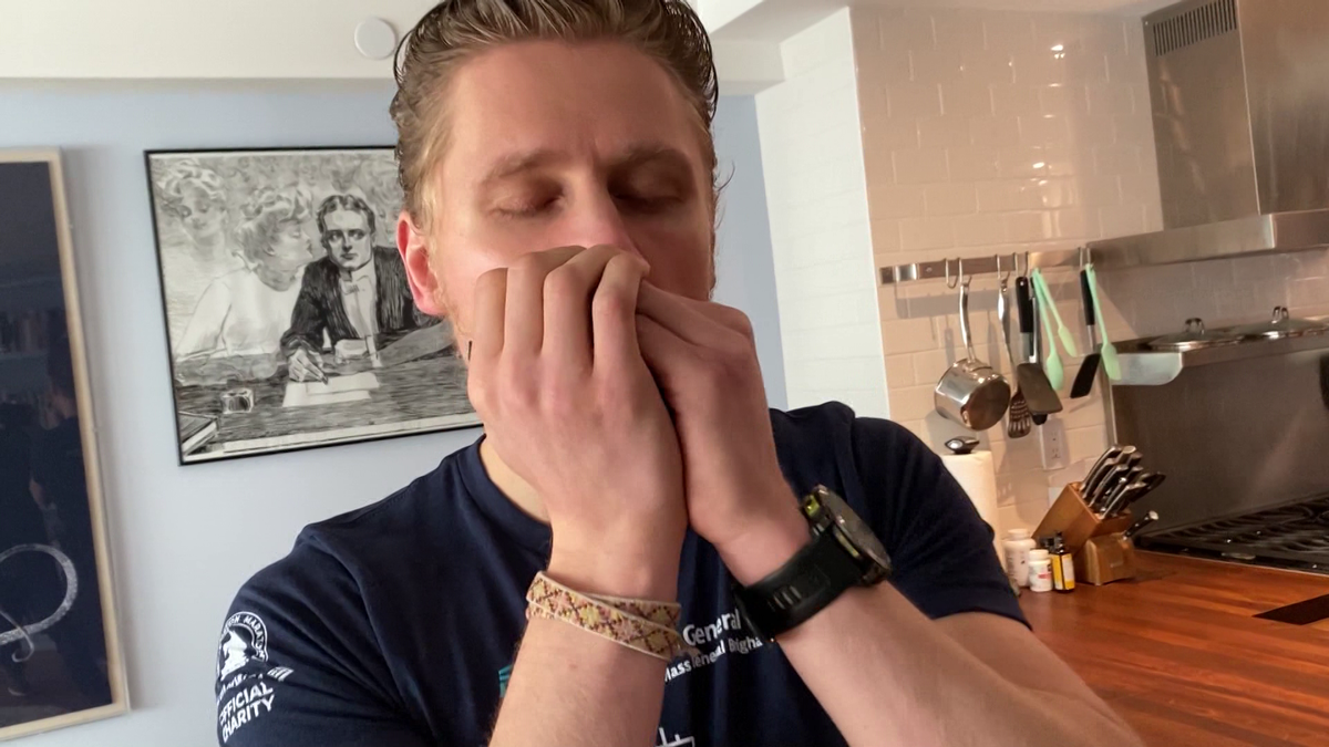 Harmonica player training for ﻿Boston Marathon while on tour with Sting