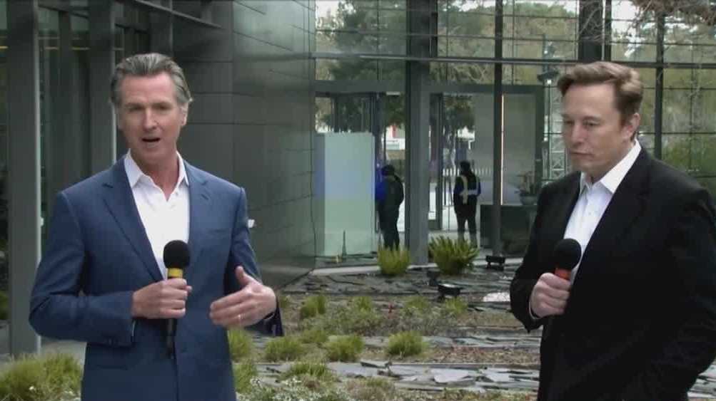 Newsom, Elon Musk meet at site of Tesla's new California HQ