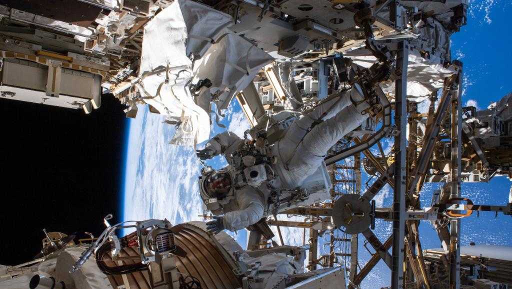 Spacewalking astronauts slice into cosmic ray detector