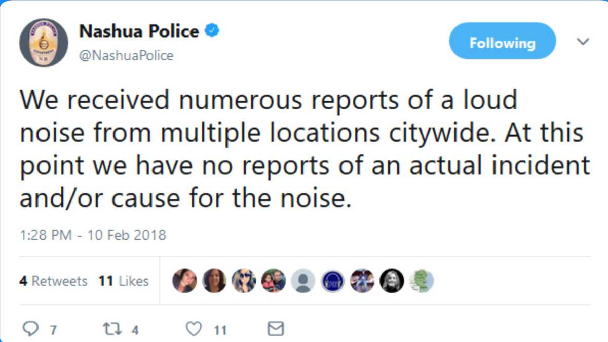 Loud "booms" heard across Southern New Hampshire