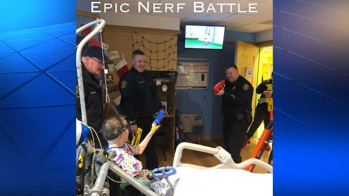 WATCH: Pittsburgh police chief, officers visit boy at UPMC Children's ...
