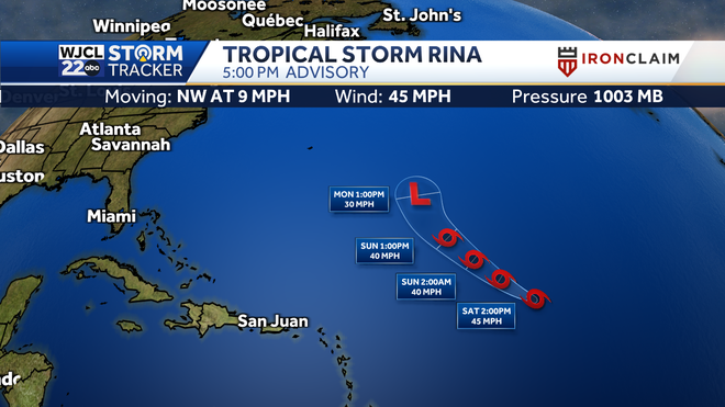 Tropical Update: Philippe and Rina's current tracks
