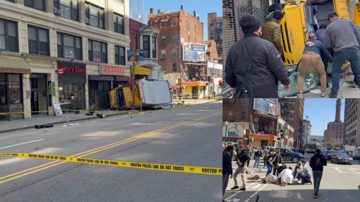 Witness video shows immediate aftermath after box truck crashes in Boston