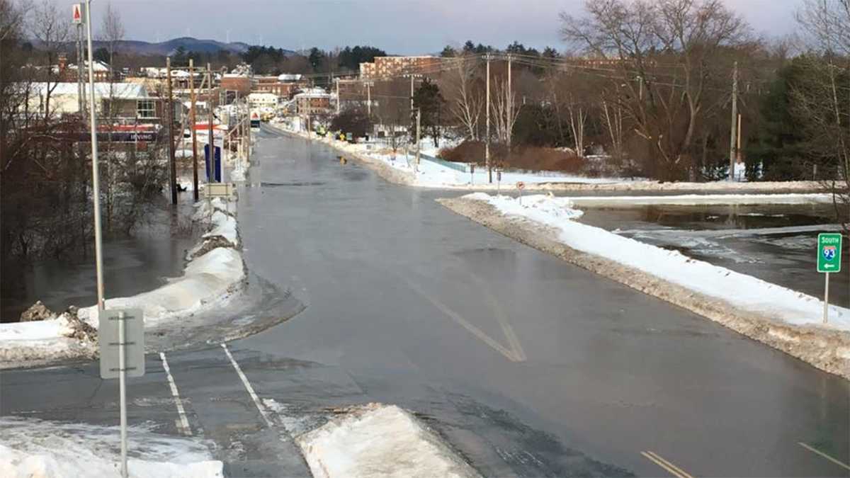 Flooding forces closures of I-93 exit, Route 175A in Holderness, Plymouth