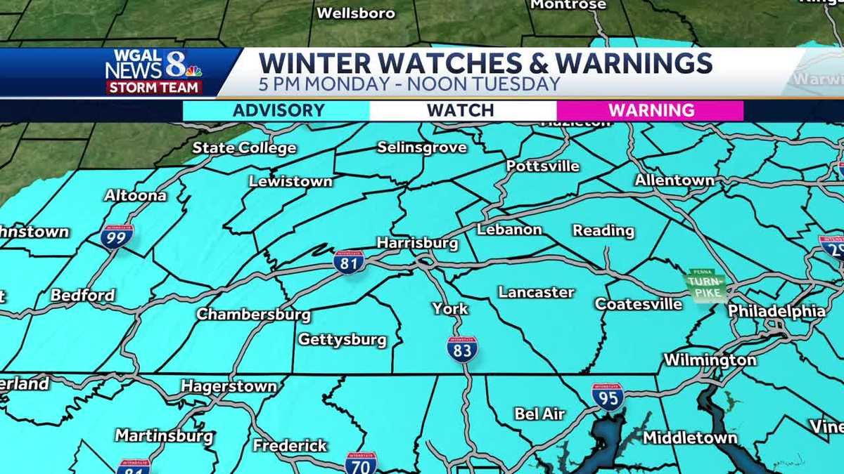 NWS issues winter weather advisory for much of South-Central PA