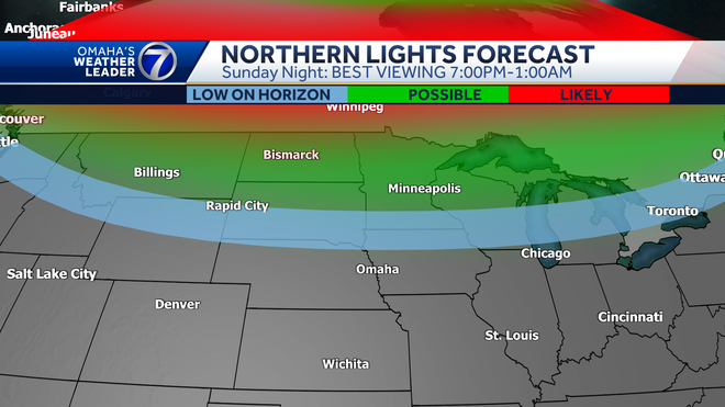 Northern Lights may be visible north of Omaha