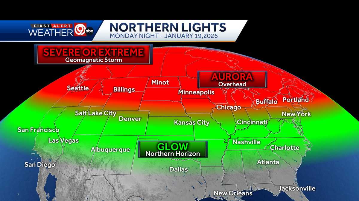 Northern lights may be visible in Kansas City area Monday night