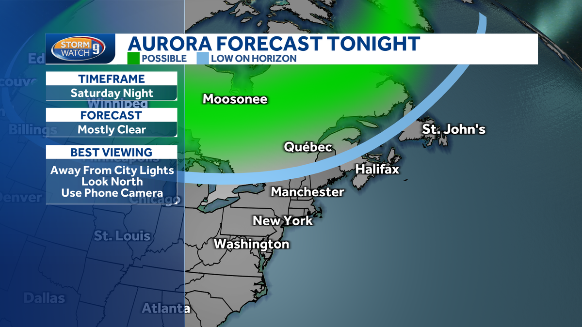 Northern lights may be visible in parts of New Hampshire