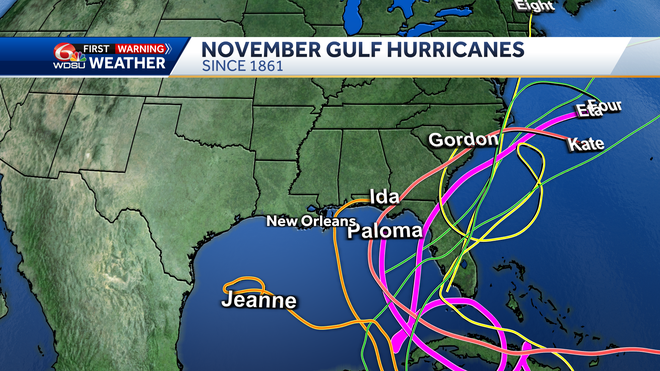 How rare are hurricanes in the Gulf of Mexico in November