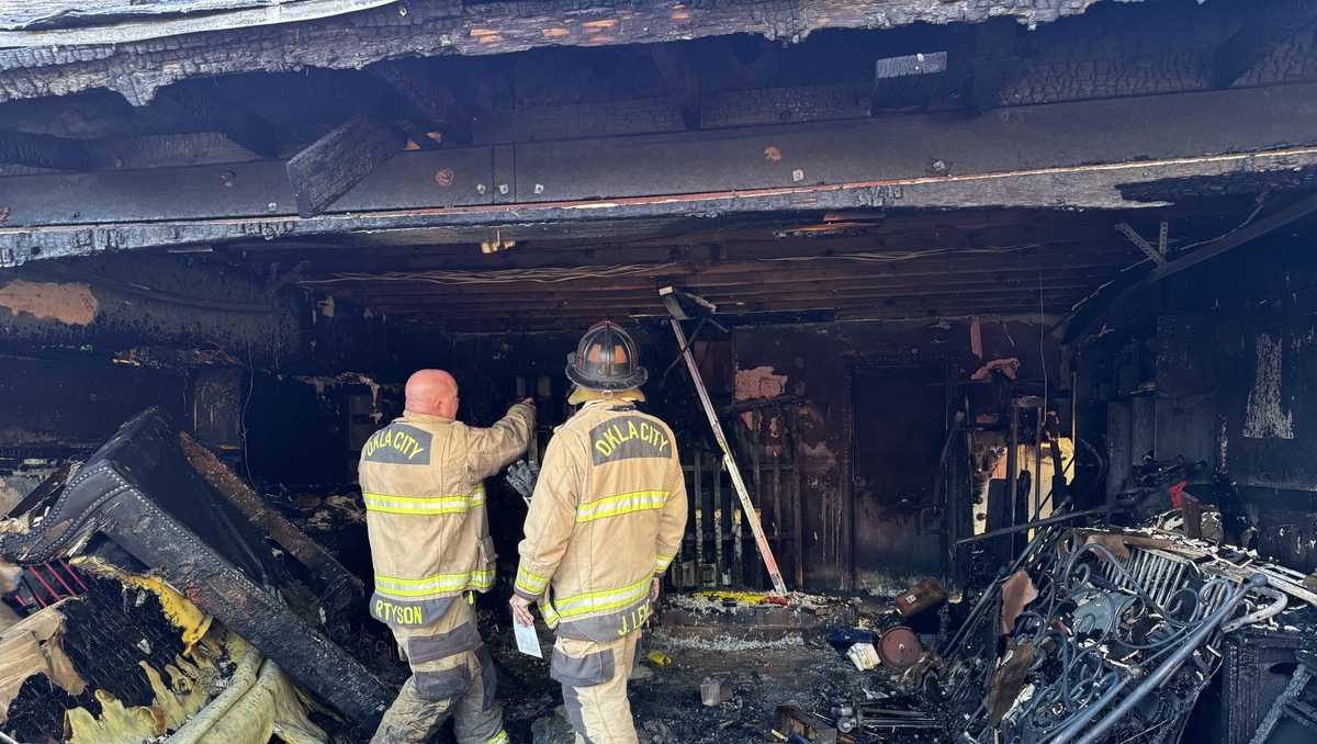 OKC crews battle flames after car catches fire in home's garage
