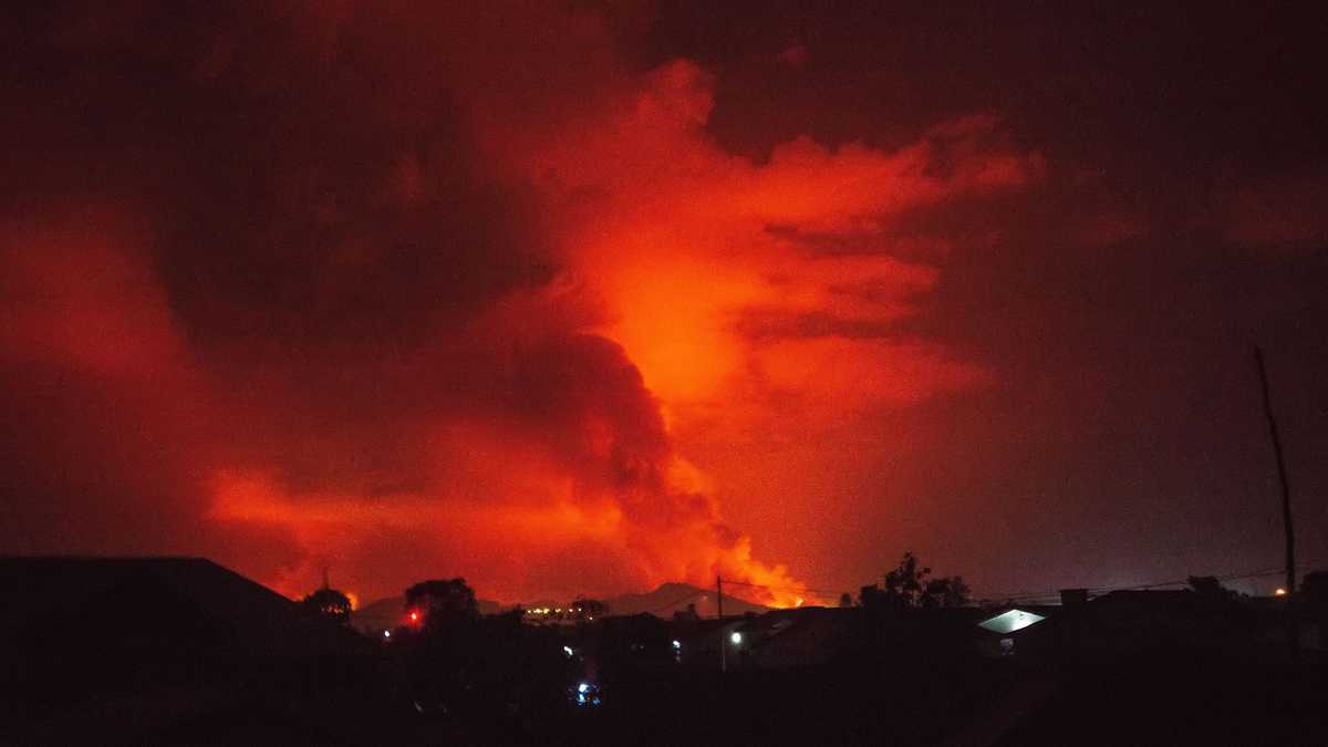 Mount Nyiragongo volcano in eastern Congo erupts
