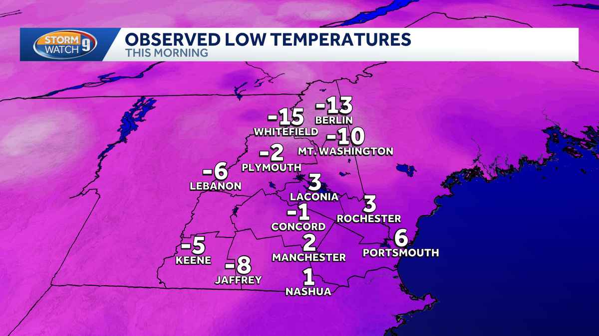 NH low temperatures by town: Dec. 5, 2025