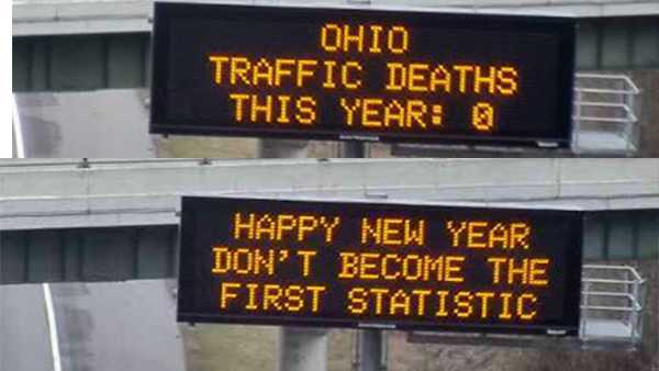ODOT sends message to drivers with New Year's signs
