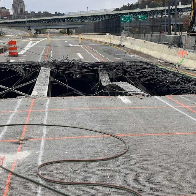 Crews begin demolition to damaged section of I-471 on Big Mac Bridge ...