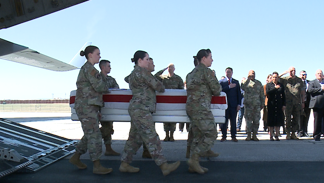 Unknown soldiers' remains unloaded during special Offutt ceremony