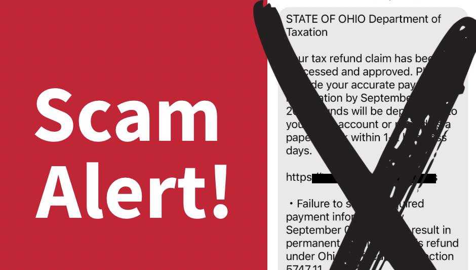 Ohio Department of Taxation warning residents about text scam