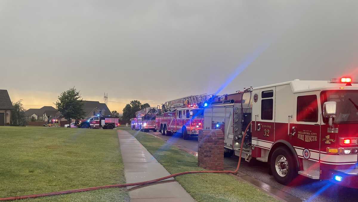 OKC crews battle house fire after lightning possibly hits home