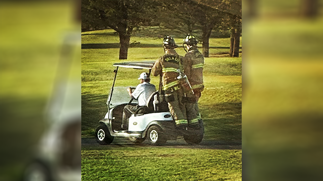 OKC firefighters get ride on golf cart to extinguish tree fire
