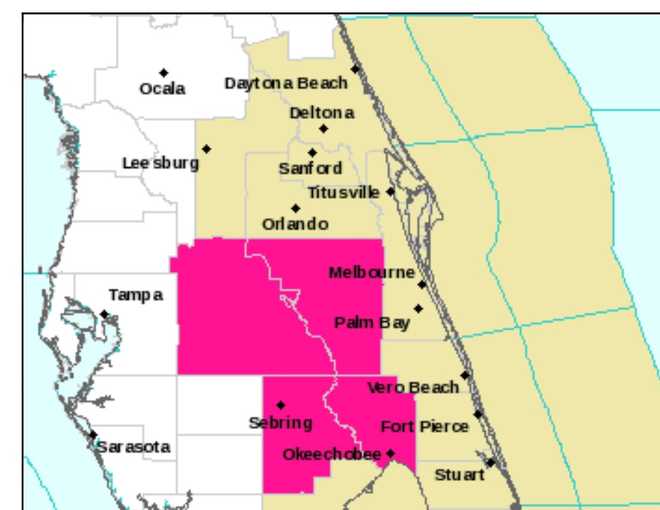 Florida's Okeechobee County under red flag warning Sunday