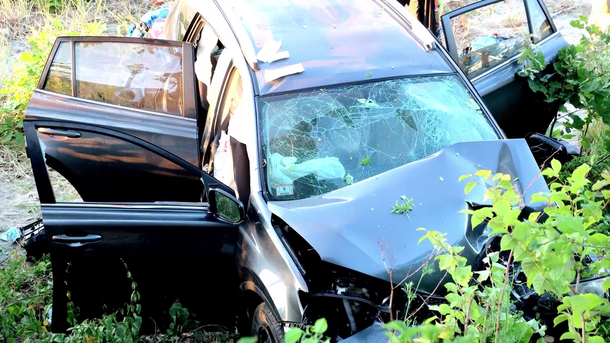 Serious crash leaves smashed SUV on Massachusetts beach