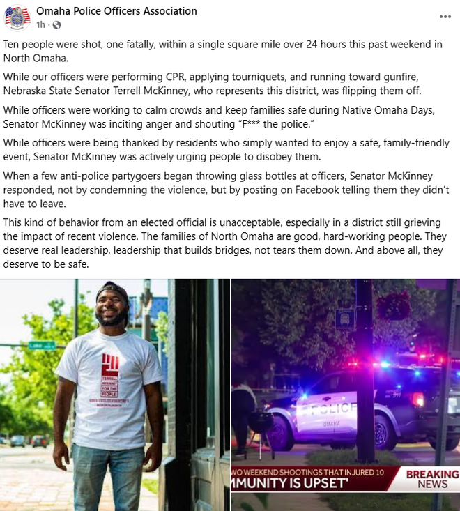 Omaha police clarify conflicting posts from union, state senator