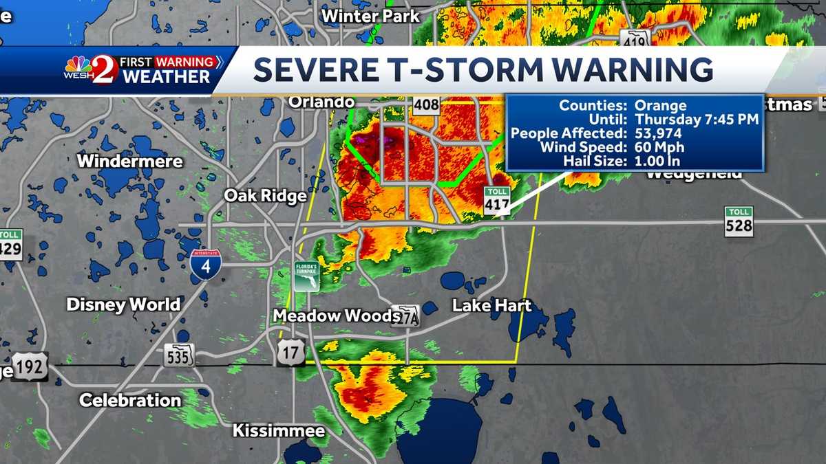 Severe thunderstorm warning issued for Orange County expires