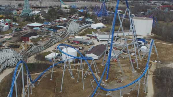 Aerial video shows massive scale of Kings Island's new giga coaster Orion