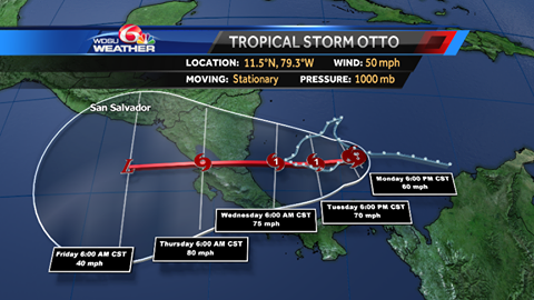 Update: Tropical Storm Otto forms in Caribbean Sea