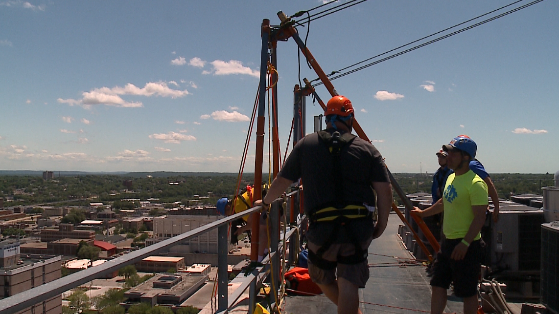 Stepping off a building for a good cause