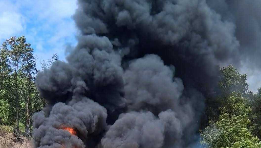 Black smoke billows from large pallet fire in Perry County, Pa.