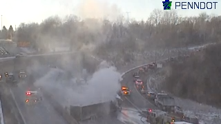 Truck, trailer fire closes part of Parkway West
