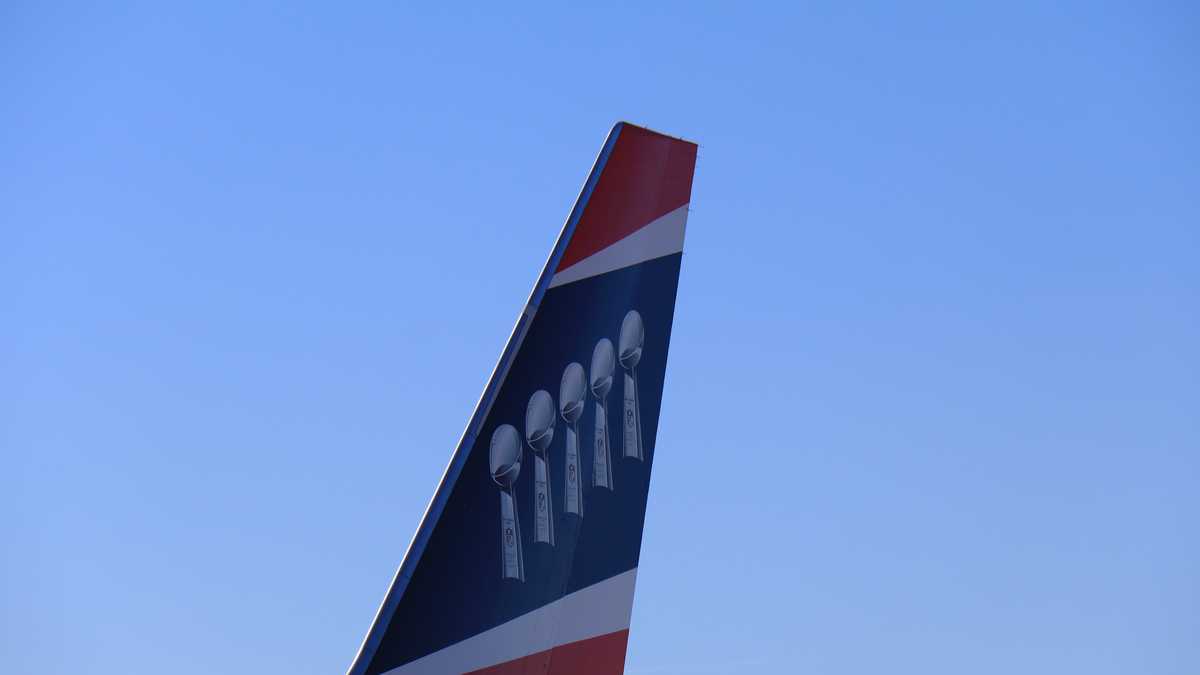 Check out the custom plane carrying the Patriots to the Super Bowl