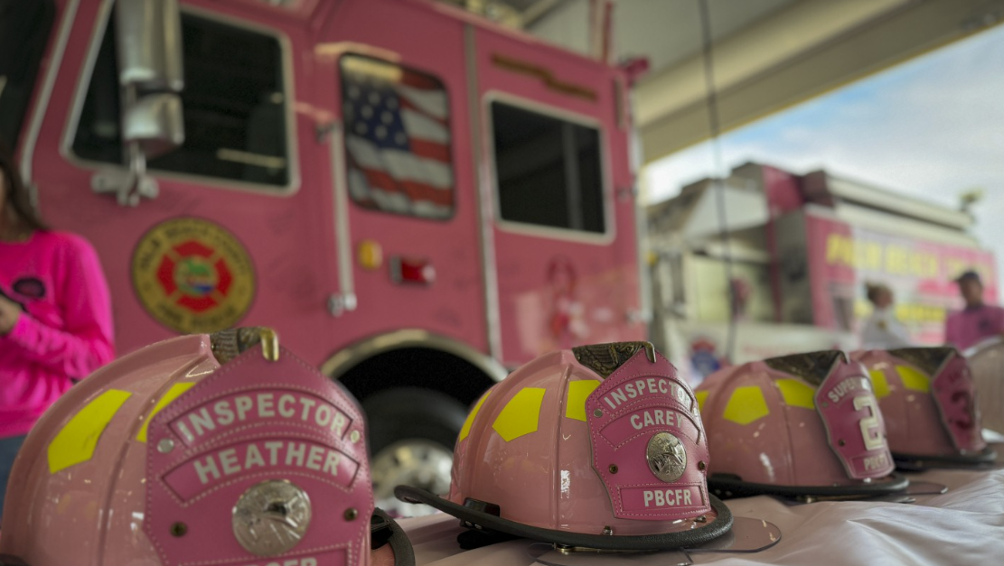 Pink Palm Beach County Fire Rescue truck spreads breast cancer awareness