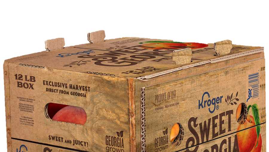 You can get crates of fresh Georgia peaches at Kroger this summer