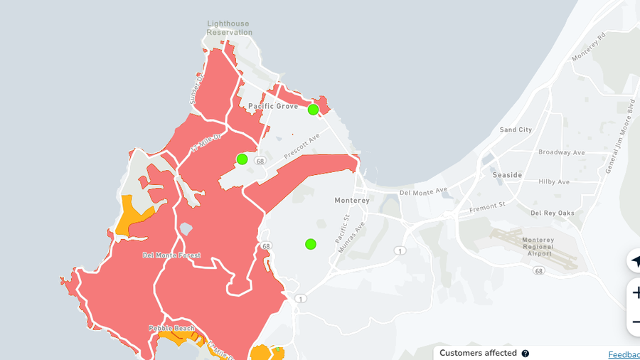 Thousands without power on the Monterey Peninsula