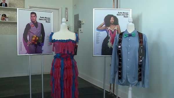 Local stores showcase prom clothes made of condoms to spread message