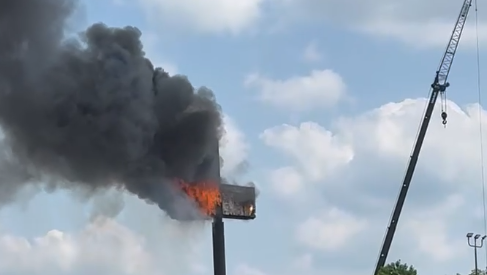 Roadside sign catches fire in Gaffney, fire marshal says