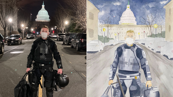 Defender of U.S. Capitol records his Jan. 6 memories in art