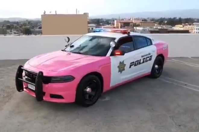 Watsonville police patrol car turns pink