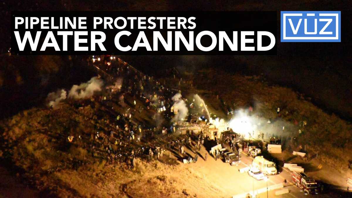 Water cannons used on pipeline protesters