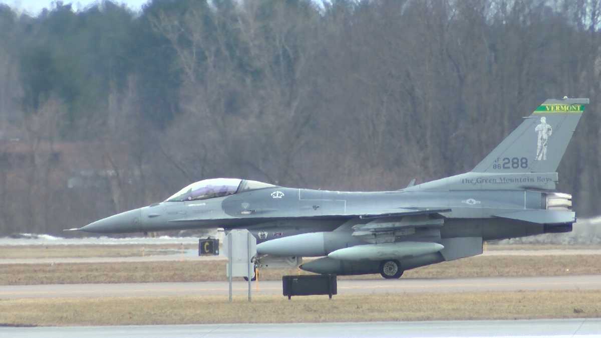 F-16s lift off in final flight from South Burlington