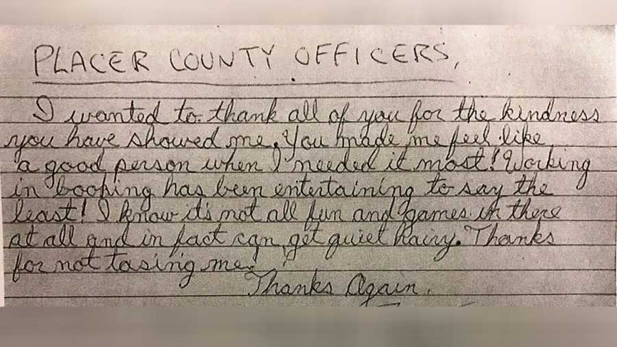 Inmate Writes Thank You Note To Jail Staff For "Not Tasing Him"