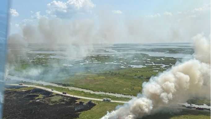 Plaquemines parish marsh fire sparks amid extreme heat
