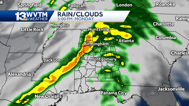 Rain returns to Alabama on Monday