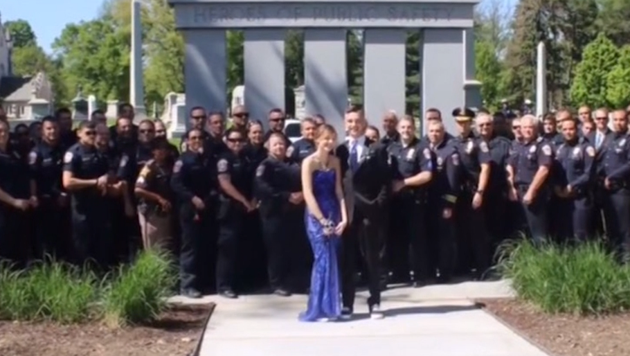 Dozens of cops join daughter of fallen officer for prom photos